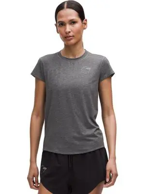 Lululemon Mile Maker Run Crew Graphic Mesh Short-sleeve Shirt - Heathered Black