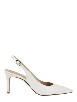 STUART WEITZMAN Power 75 Slingback Pointed Toe Stiletto Heel - Cream