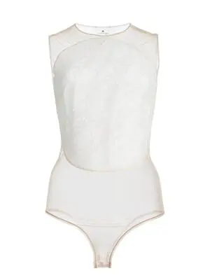 COURREGES Illusion Circle Lace Bodysuit - White