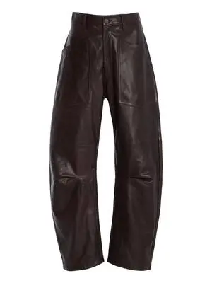NILI LOTAN Shon Leather Trousers Brown