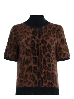 ADAM LIPPES Ari Leopard Brushed-Cashmere Top