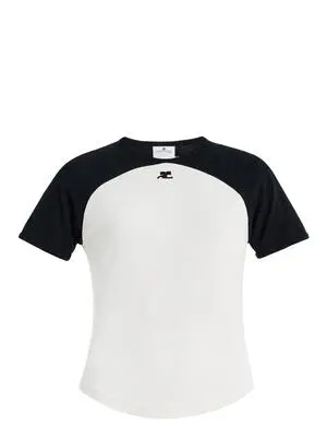 COURREGES Circle Contrast T-shirt - Black,white