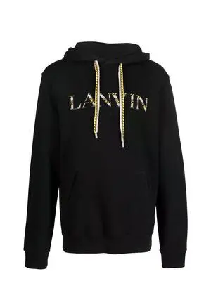 LANVIN Embroidered-logo Hoodie - Black