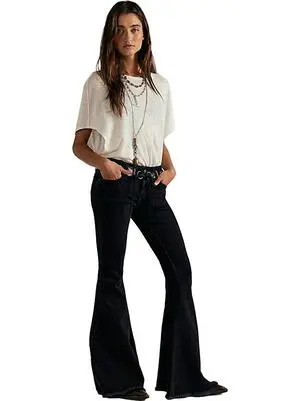 Free People We The Free Emre Low-rise Flare Jeans - Black Orchid