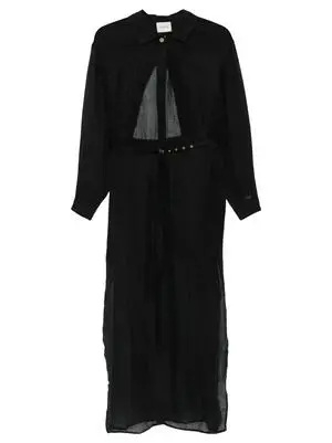 Le Kasha Linen Midi Dress - Black