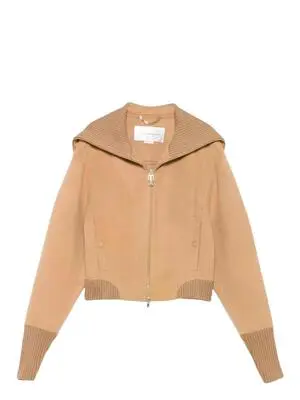 Victoria Beckham Wool-blend Cropped Jacket - Brown