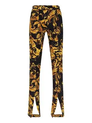 Versace Barocco-print Split-hem Trousers - Black