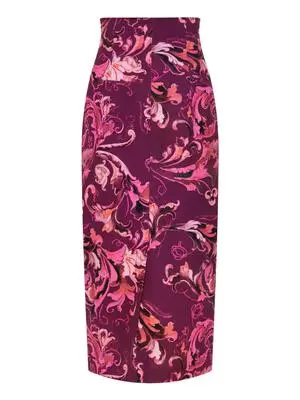 Versace Floral-print Midi Skirt - 317 Pink