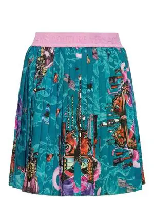 Versace Pleated Printed Skirt - Blue