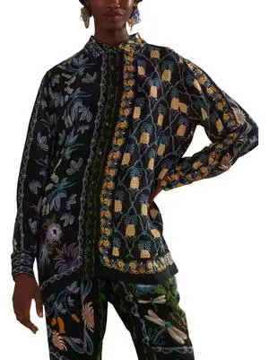 Farm Rio Printed Long-sleeved Shirt - Black