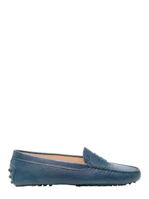 TOD'S Gommino Pebble-grain Leather Loafers - Blue