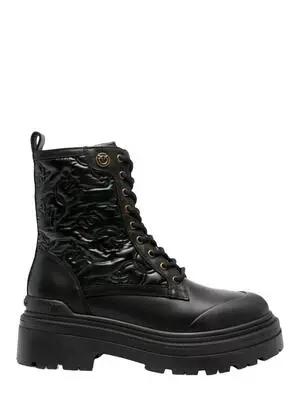 Pinko 50mm Quilted Lace-up Boots - Black