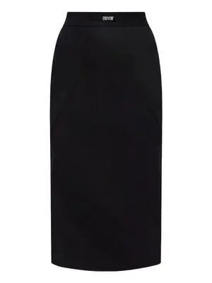Versace Pencil Skirt With Branded Waistband - Black
