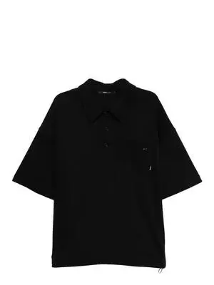 SONGZIO Waffle Pique Colla Polo Shirt - Black