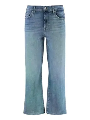 7 For All Mankind Alexa Frayed-hem Cropped Bootcut Jeans - Blue