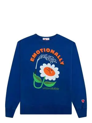 EMOTIONALLY UNAVAILABLE Flower-graphic Crew-neck Sweater - Blue