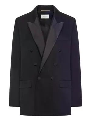 Saint Laurent Satin-lapels Double-breasted Blazer - Black