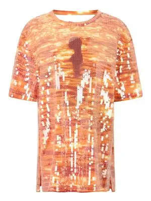 Rabanne Sequin-embellished T-shirt - Orange