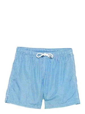 Fedeli Madeira Geometric-pattern Swim Shorts - Blue
