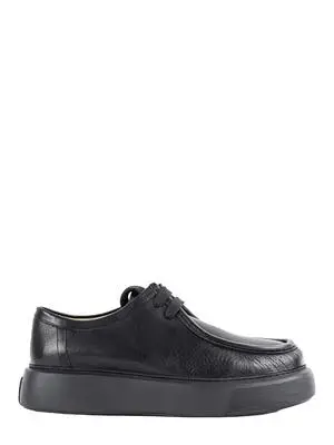 REFERENC Grained Leather Platform Loafers - Black
