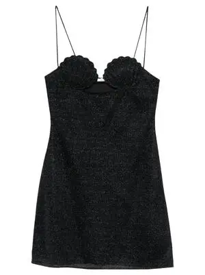 Oseree Shell-detail Glitter-embellished Dress - Black