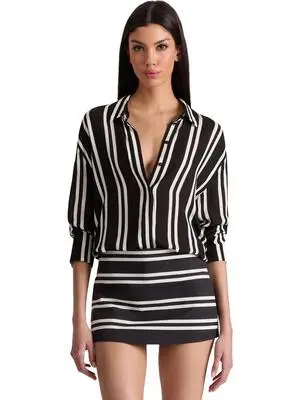 Alice + Olivia Dimitra Oversized Striped Button Down - Stripe
