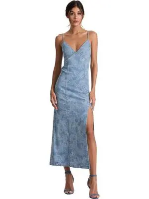 Alice + Olivia Julietta Paisley Midi Dress - Denim