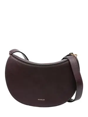 WANDLER Kate Crescent-shaped Leather Shoulder Bag - Red