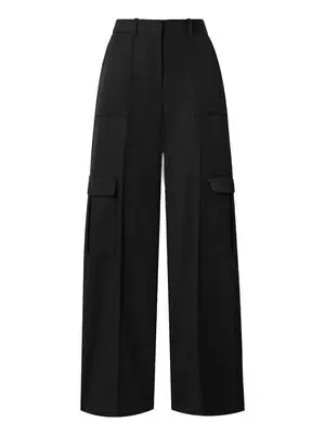 Veronica De Piante Etta Grain De Poudre Wool Wide-leg Pants - Black