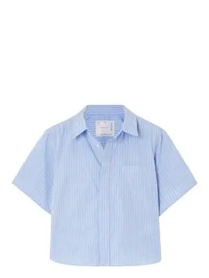 Sacai Cropped Poplin Shirt - Blue