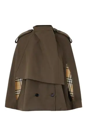Burberry Double-breasted Cotton-gabardine Cape - Green