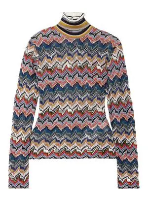 Missoni Metallic Crochet-knit Turtleneck Sweater - Multi