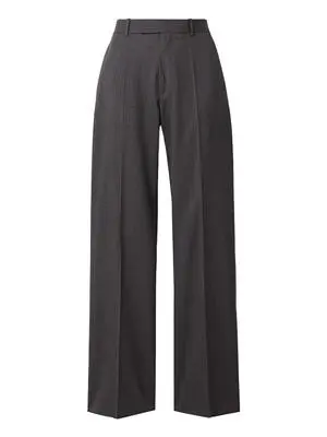 Veronica De Piante Taylor Pinstriped Wool-twill Straight-leg Pants - Gray