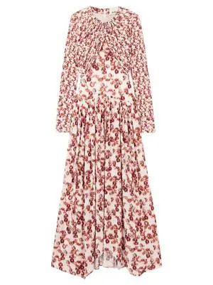 Isabel Marant Galina Asymmetric Draped Printed Maxi Dress - Red