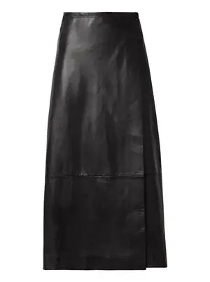 Khaite Quinn Leather Maxi Skirt - Black