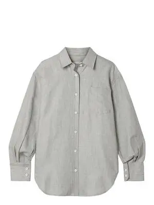 Maria Mcmanus Linen, Cotton, And Wool-blend Twill Shirt - Gray