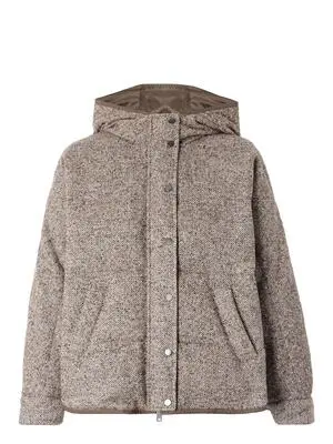 Brunello Cucinelli Padded Wool-blend Bomber Jacket - Neutrals
