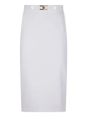 Elisabetta Franchi Pencil Skirt With Gold Buckle - White