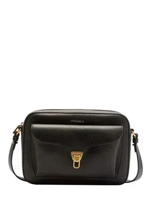 COCCINELLE Leather Shoulder Bag With Flap Pocket - Black
