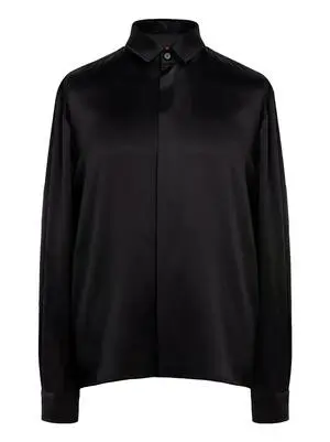 DOMAINE DES ARTISTES Long-sleeved Stretch-silk Shirt - Black