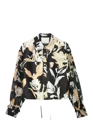 3.1 Phillip Lim Floral-print Drawstring Shirt - Black