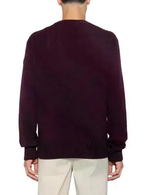 Moncler Crew-neck Sweater With Logo Patch - Purple