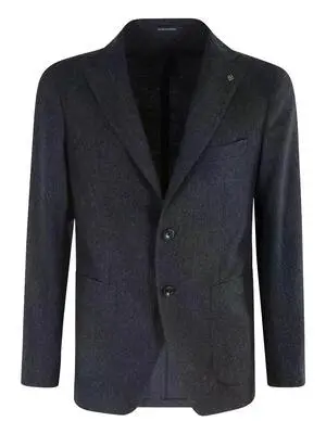 Tagliatore Herringbone Single-breasted Blazer - Blue