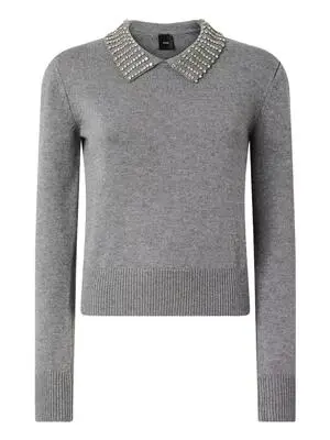 Pinko Embellished-collar Jumper - Grey