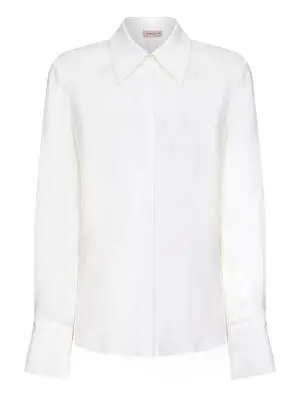 BLANCA VITA Point-collar Long-sleeve Shirt - White