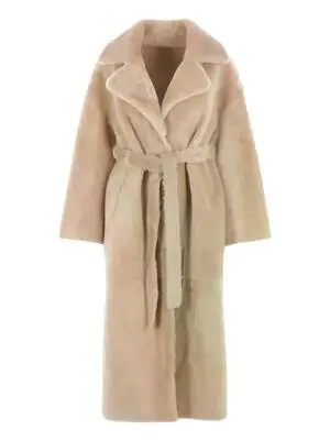 ARMA Belted Shearling Coat - Neutrals
