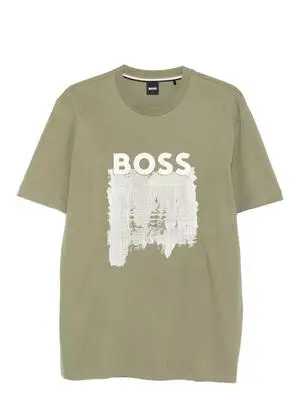 BOSS Logo-print Cotton T-shirt - Green