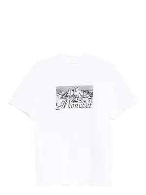 Moncler Mountain-print T-shirt - White