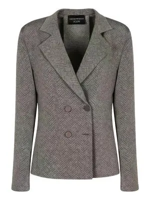 Emporio Armani Herringbone Double-breasted Jacket - Grey