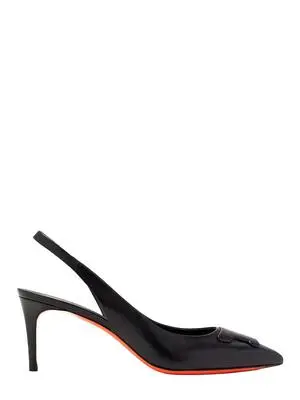 Santoni 65mm Slingback Leather Pumps - Black